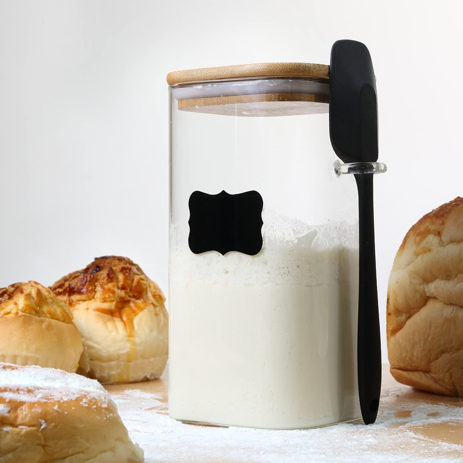Cygnet Glass sourdough starter jar 50 Oz Fermentation tank with wood ...