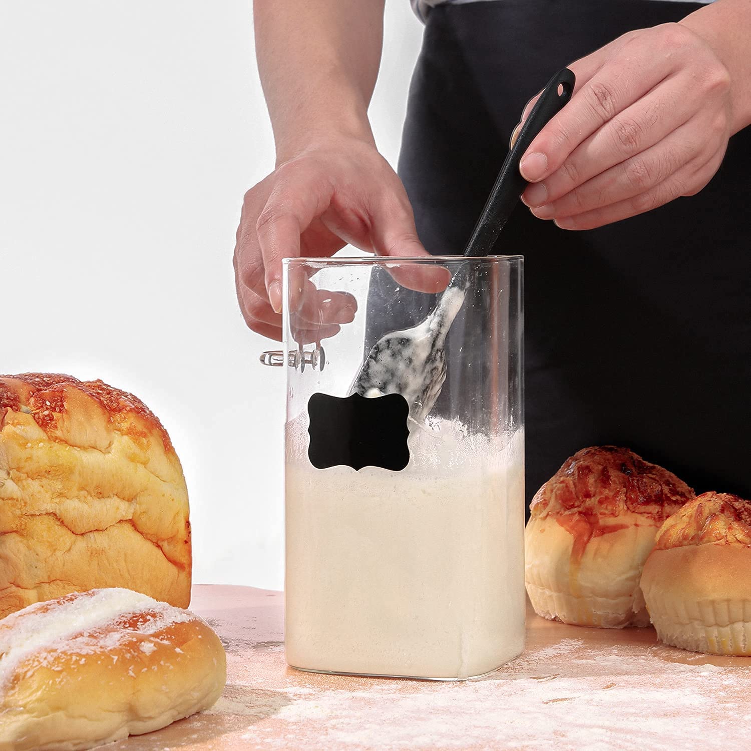 Cygnet Glass sourdough starter jar 50 Oz Fermentation tank with wood ...