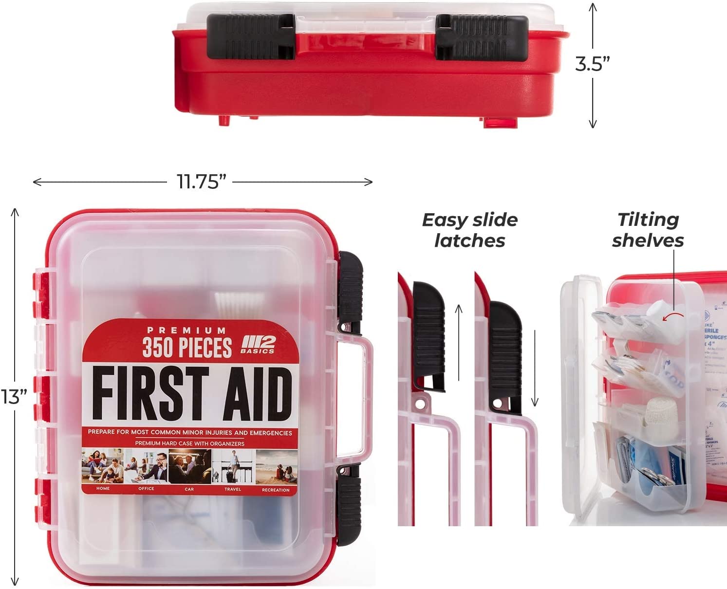 M2 BASICS 350 Piece Emergency First Aid Kit - Make: Community
