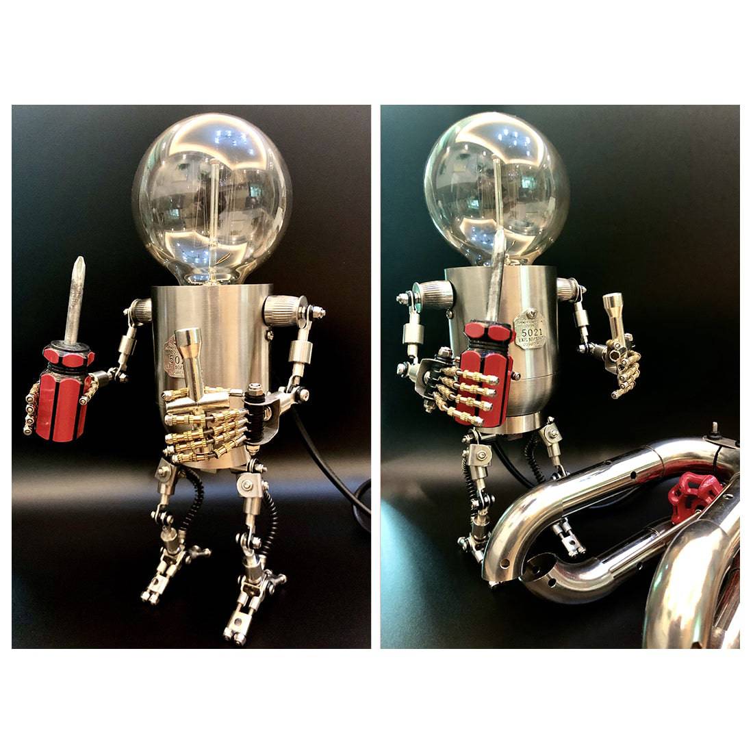 3D Steampunk Metal Robot Mr Gort Hobby Model Kit with LED Light - Make ...