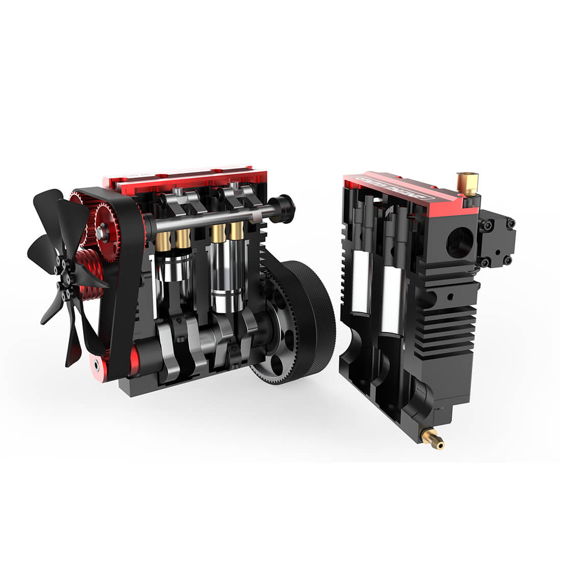 SEMTO ENGINE ST-NF2 DIY Build a Nitro 4 Stroke 2 Cylinder Engine Kit ...